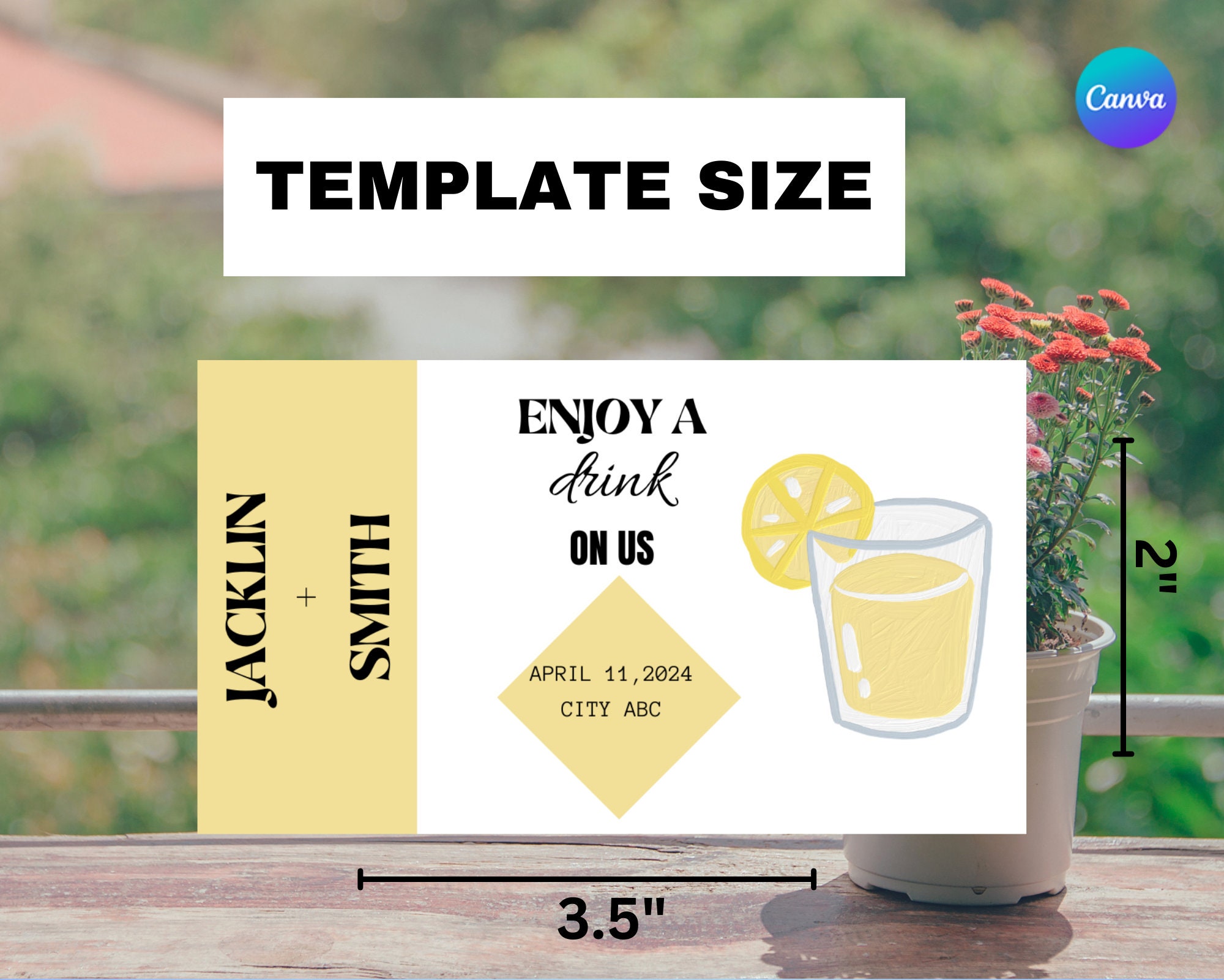Drink Ticket Template, Instant Download, Printable Drink Template ...