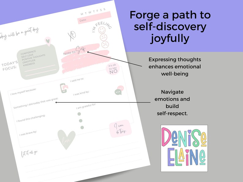 Self Esteem Journal for Teens, Confidence Building Digital Download ...