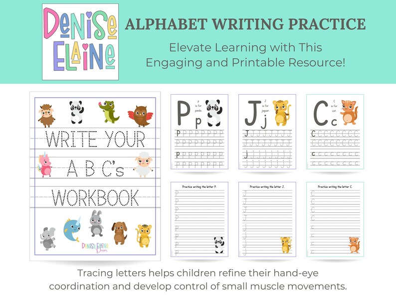 Write Your Abcs Workbook Alphabet Practice Homeschool Worksheets Letter ...