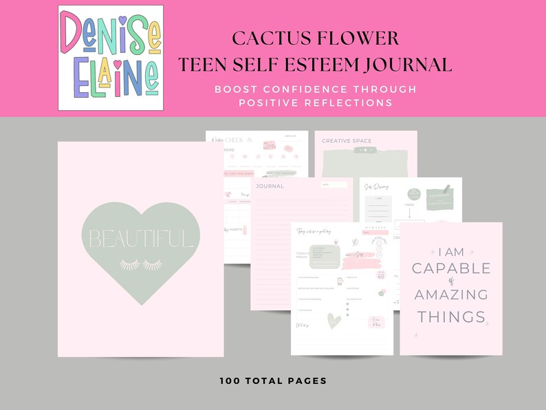 Self Esteem Journal for Teens, Confidence Building Digital Download ...