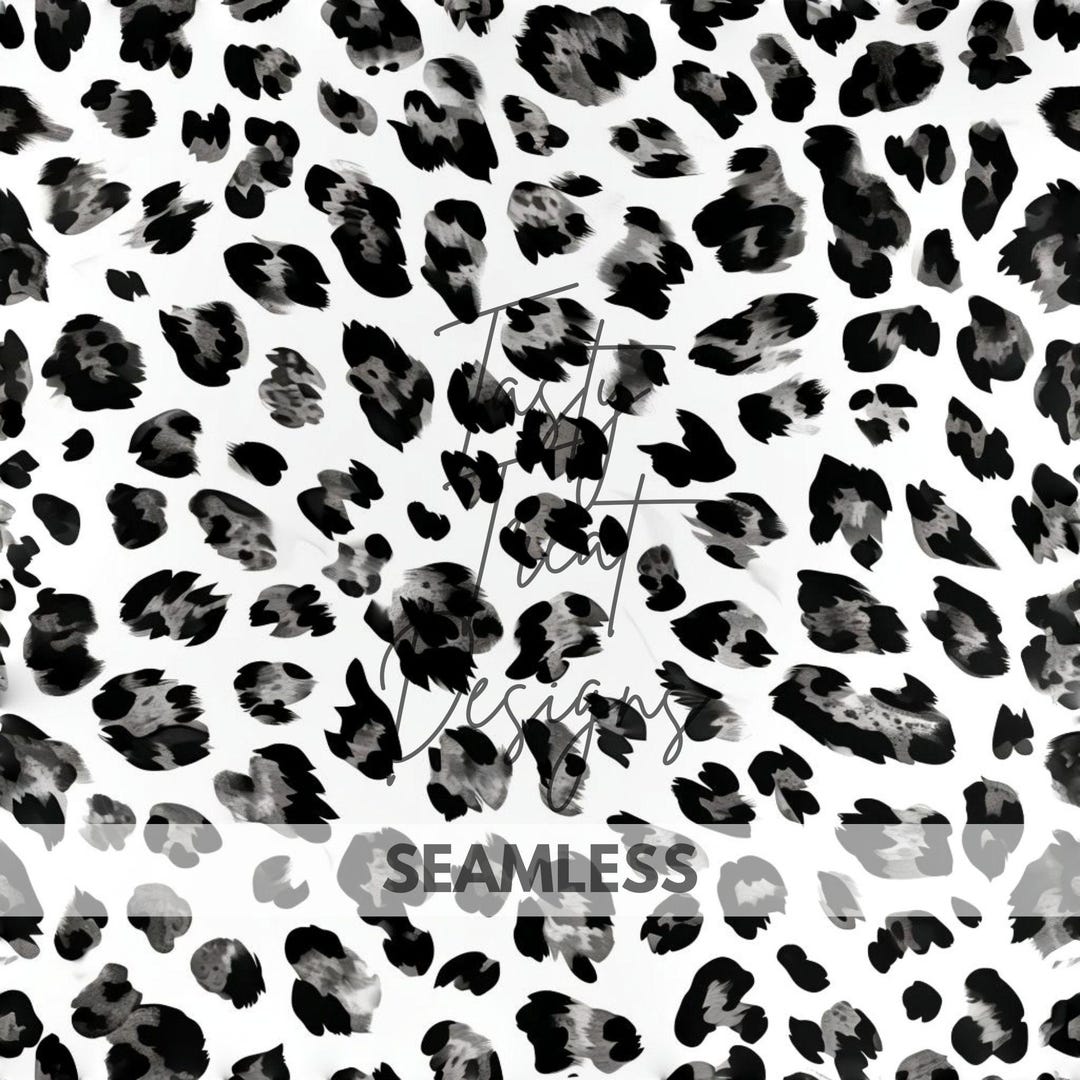 Black and White Leopard Print Seamless Pattern, Safari Animal Repeating ...