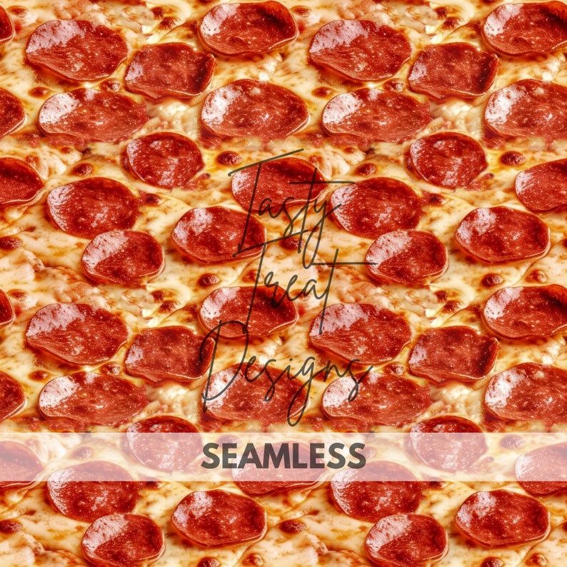 Seamless Cheesy Pepperoni Pizza Repeating Pattern | 12x12 Inch | 300DPI ...