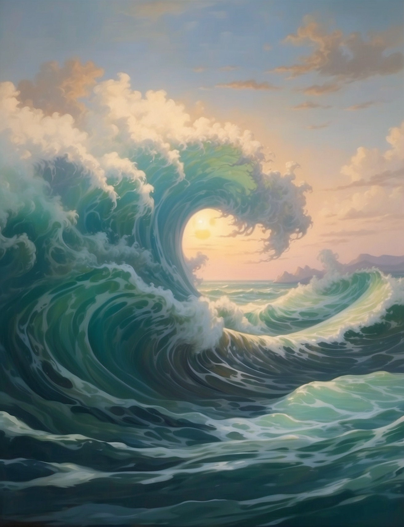 Big Wave Wall Art 2024 Digital Print Realistic Painting Style High ...