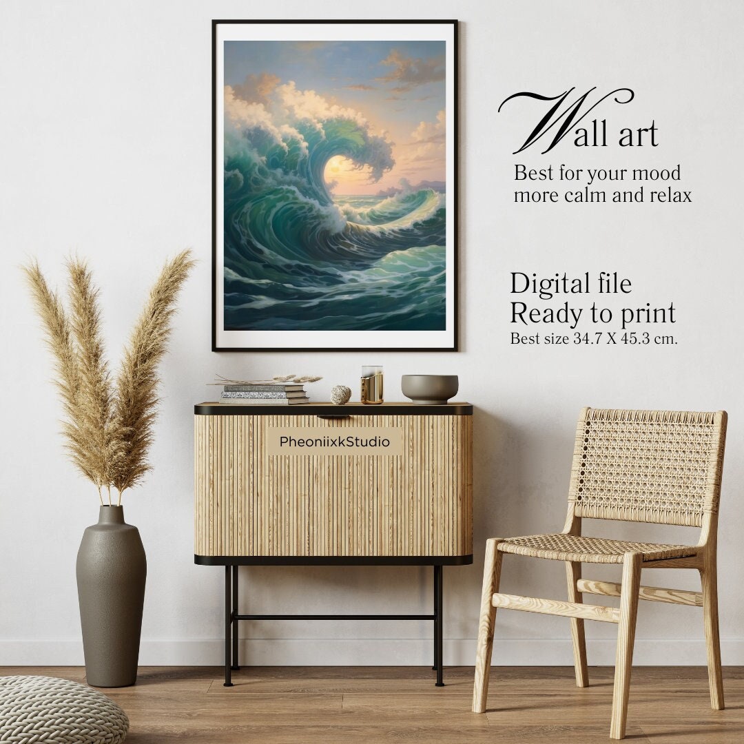 Big Wave Wall Art 2024 Digital Print Realistic Painting Style High ...