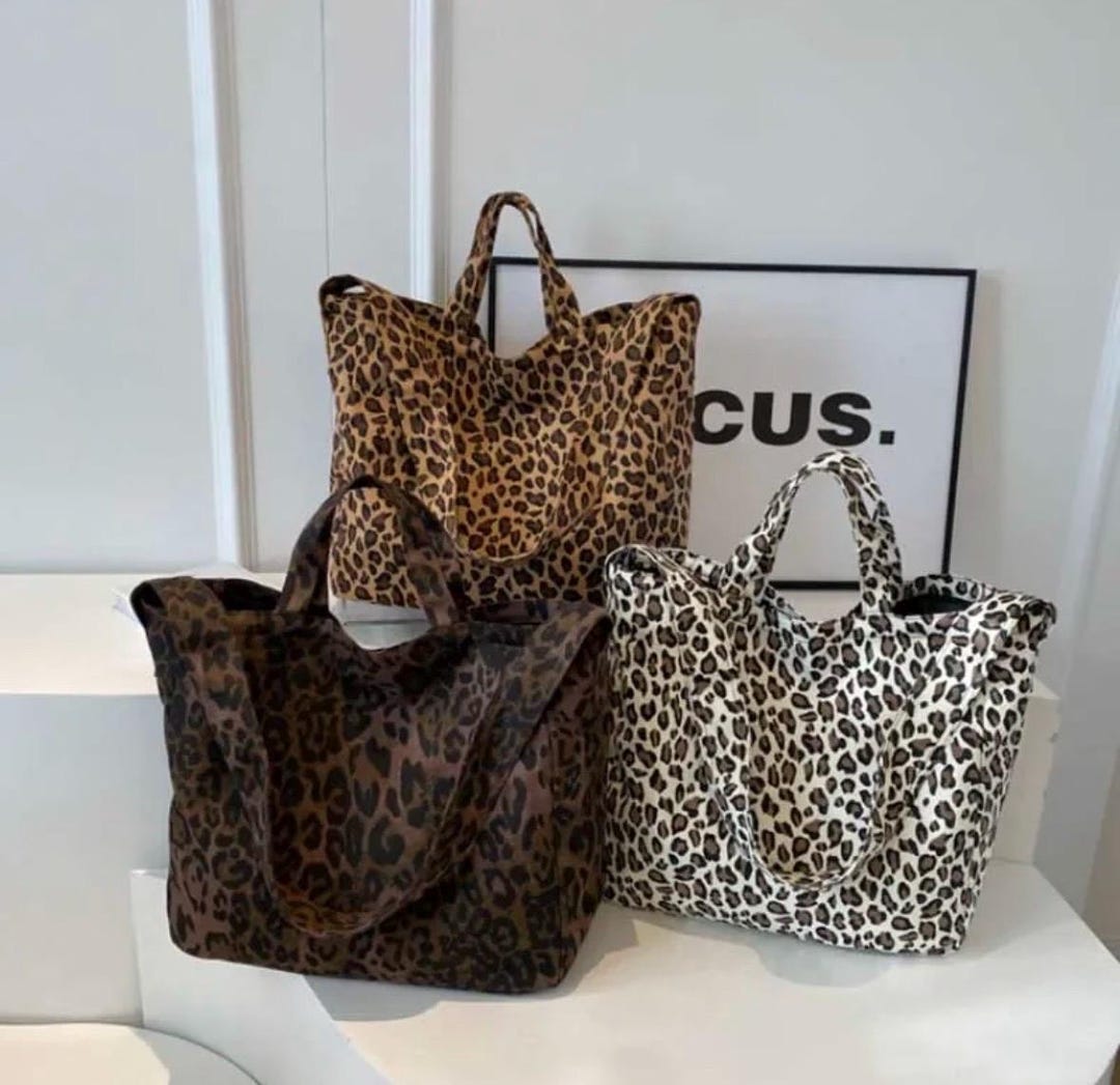 Cheetah Print Tote Bag, Animal Print Tote Bag, Personalized Shoulder ...
