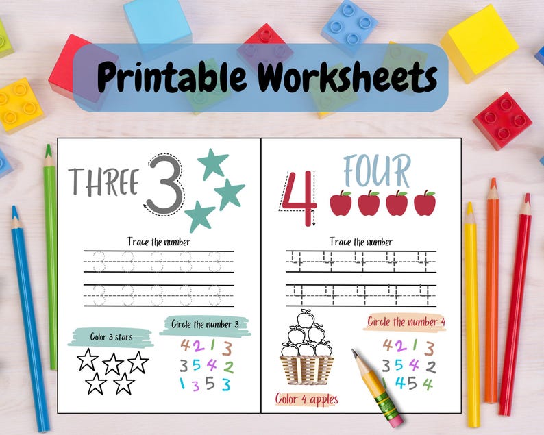 Back to School Preschool Number Worksheets Bundle learning 1-10 for ...