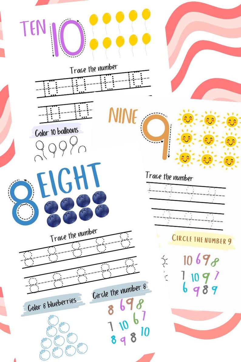 Back to School Preschool Number Worksheets Bundle learning 1-10 for ...