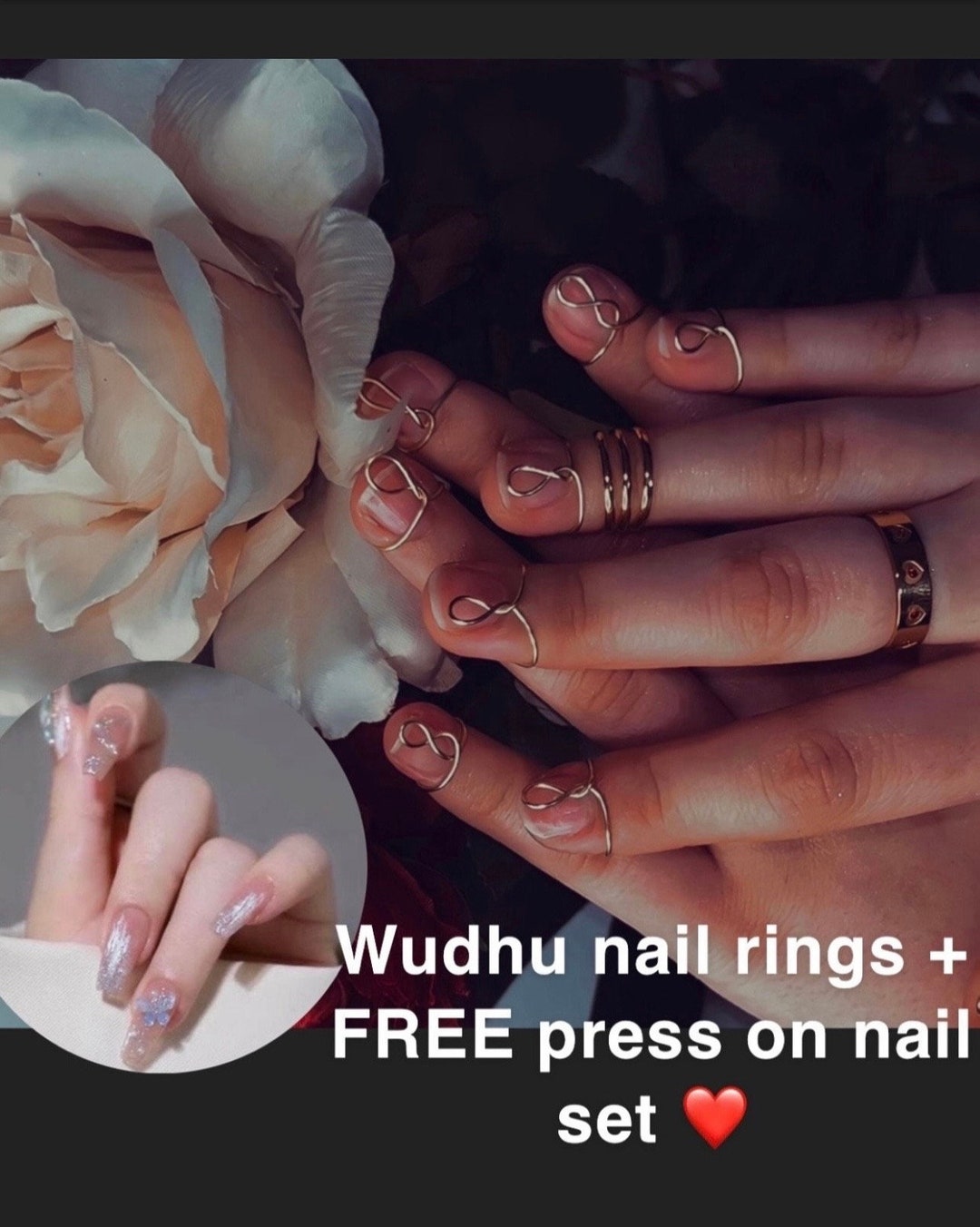 Wudu Nail Rings REAL GOLD Muslim Salah Friendly Adjustable - Etsy
