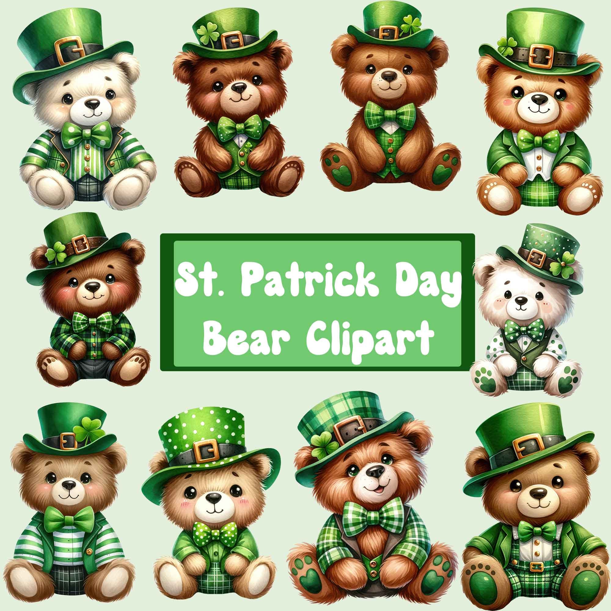 Watercolor St Patricks Teddy Bear Clipart,st Patrick Teddy Bear Clipart ...