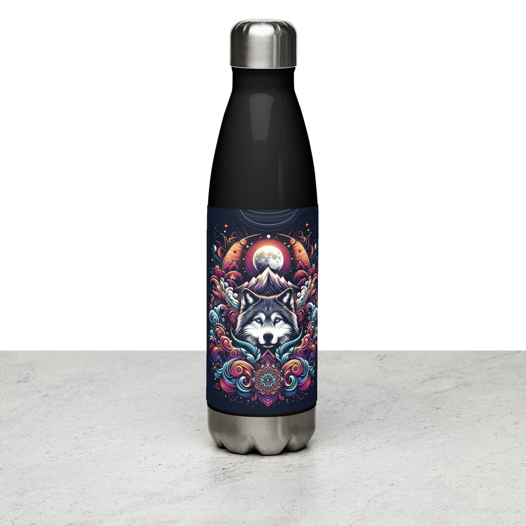 Stainless Steel Water Bottle Wolf - Etsy