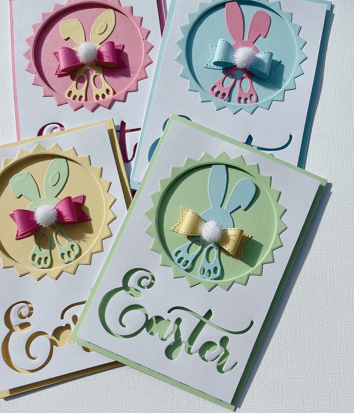 Set Easter Bunny Cards Handcrafted Easter Bunny Cards Unique & Adorable ...