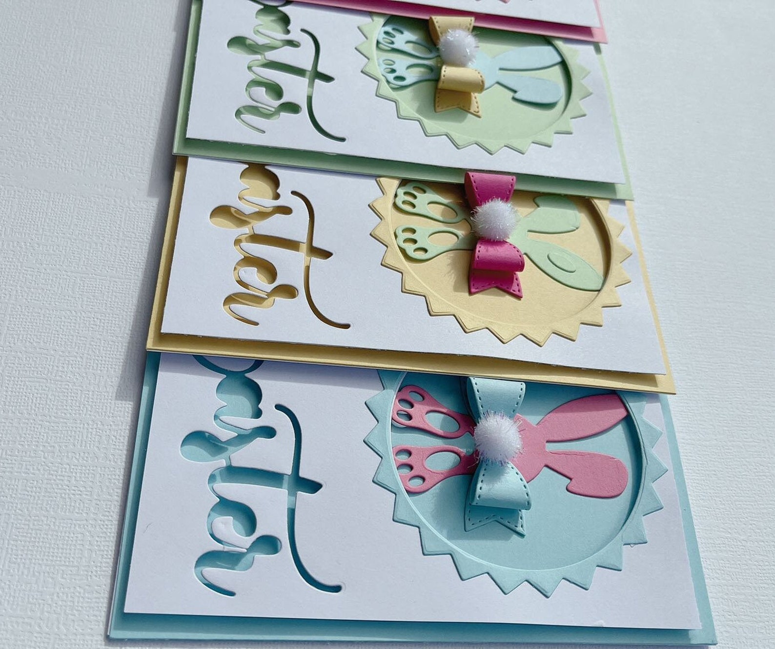 Set Easter Bunny Cards Handcrafted Easter Bunny Cards Unique & Adorable ...