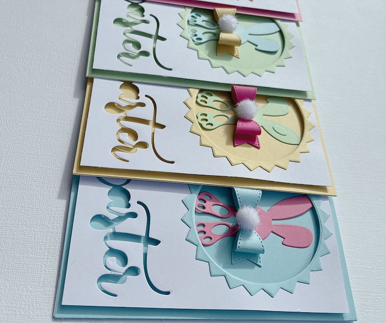 Set Easter Bunny Cards Handcrafted Easter Bunny Cards Unique & Adorable ...