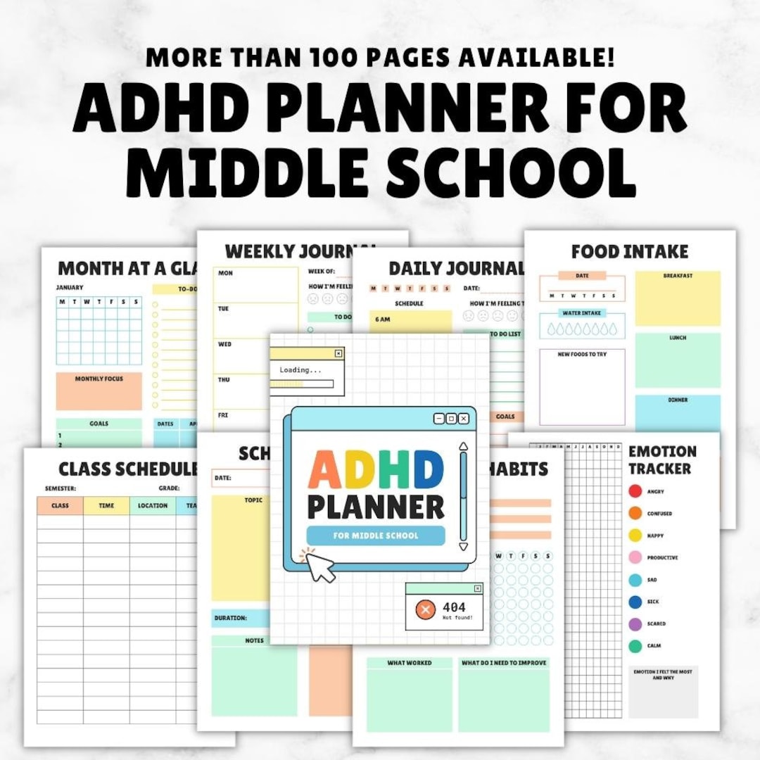 ADHD Kids Planner, ADD Printable, ADHD Productivity, School Planner ...