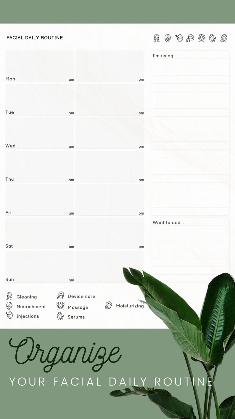 Facial Daily Routine Planner - Etsy