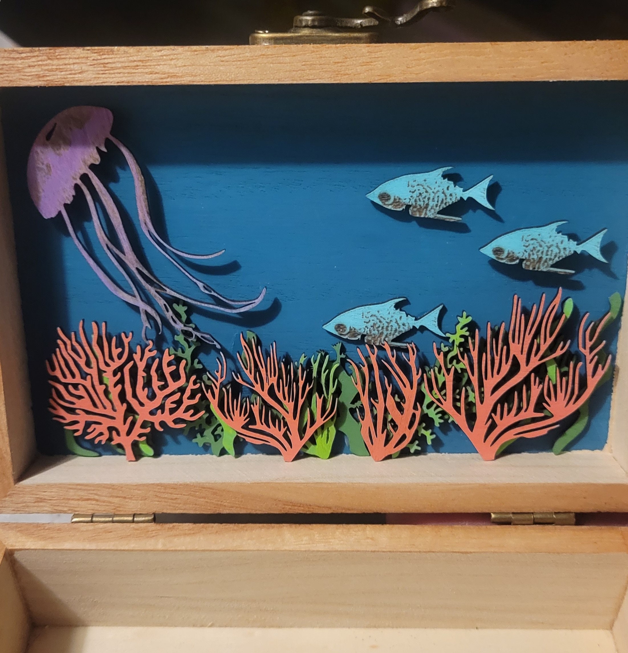 Laser Cut & Engrave File - Ocean Scene Box With Layer Shadow Box Inside ...