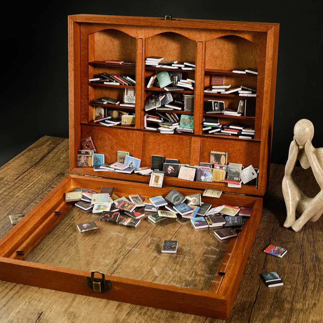 Shake Away Anxiety Miniature Bookshelf Mini Wood Bookcase Realistic ...