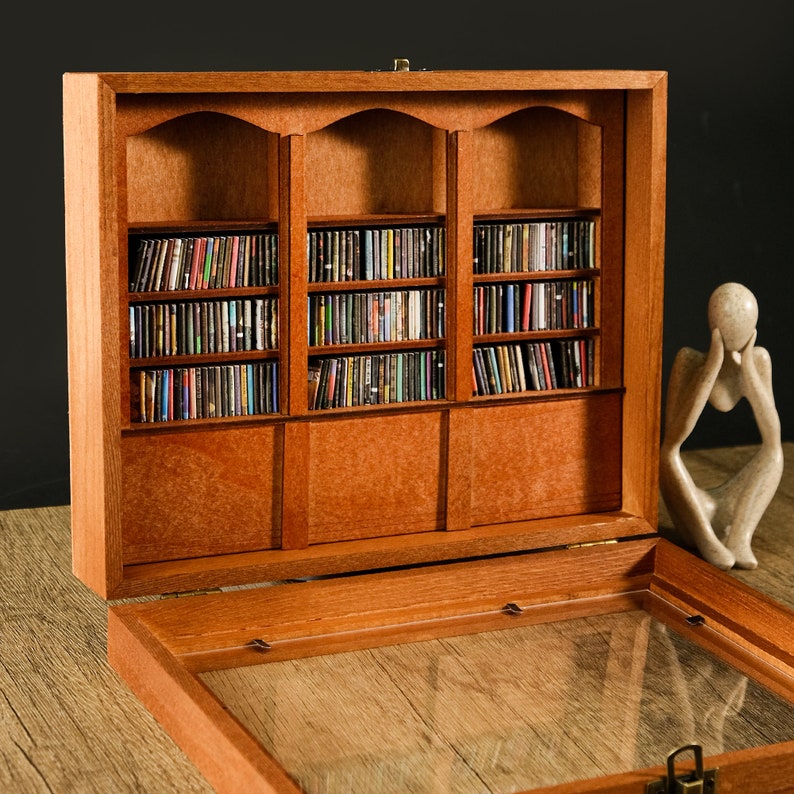 Shake Away Anxiety Miniature Bookshelf Mini Wood Bookcase Realistic ...