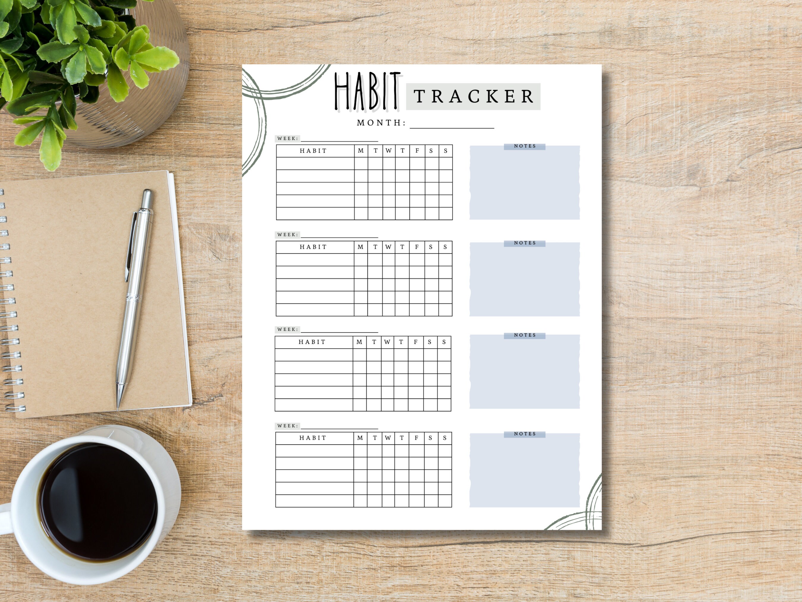 Monthly Habit Tracker Printable Bundle, Habit Tracker Template, Routine ...