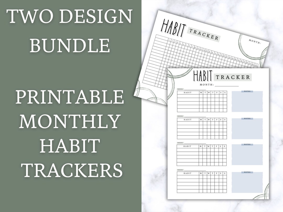 Monthly Habit Tracker Printable Bundle, Habit Tracker Template, Routine ...