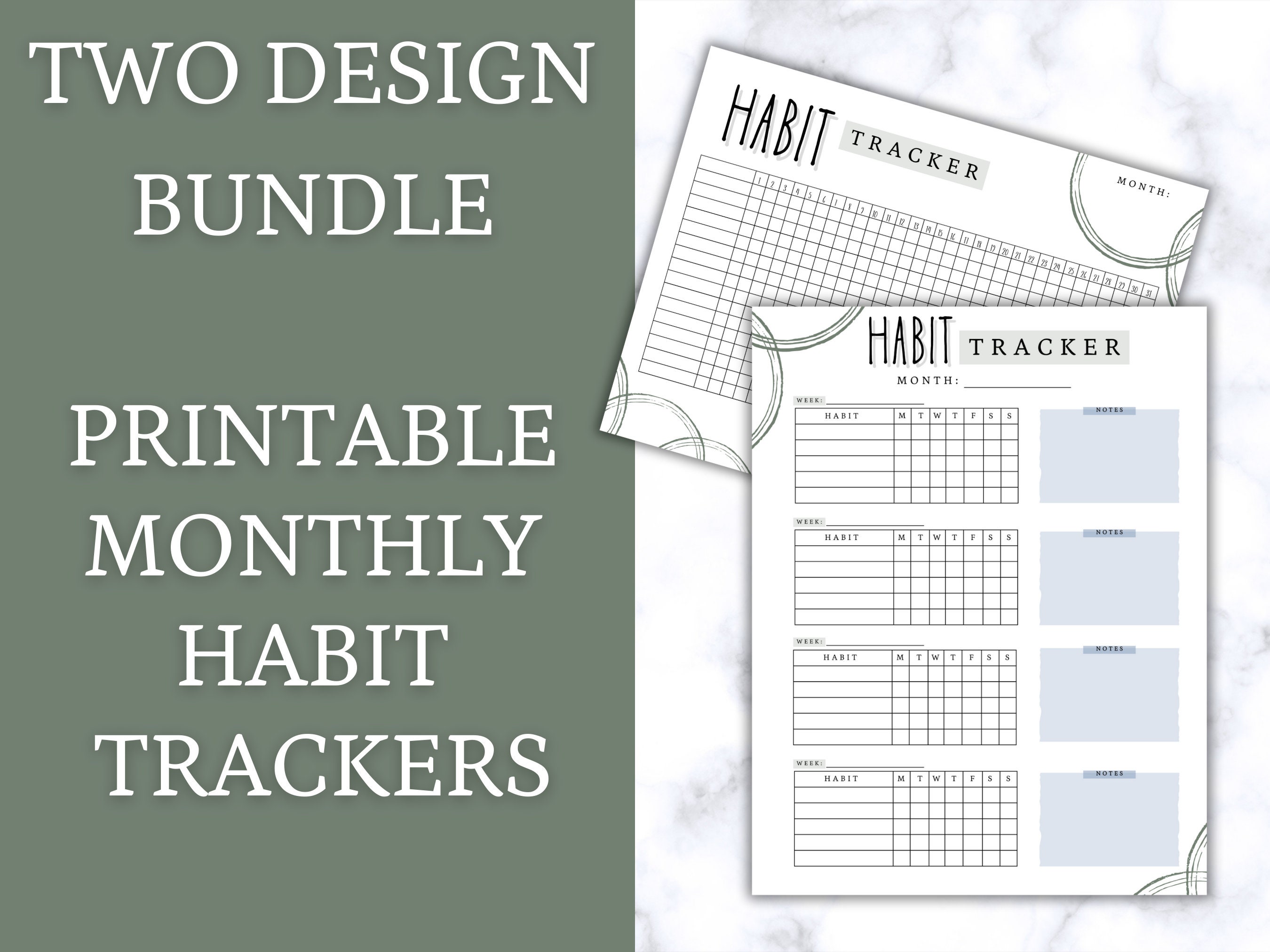 Monthly Habit Tracker Printable Bundle, Habit Tracker Template, Routine ...