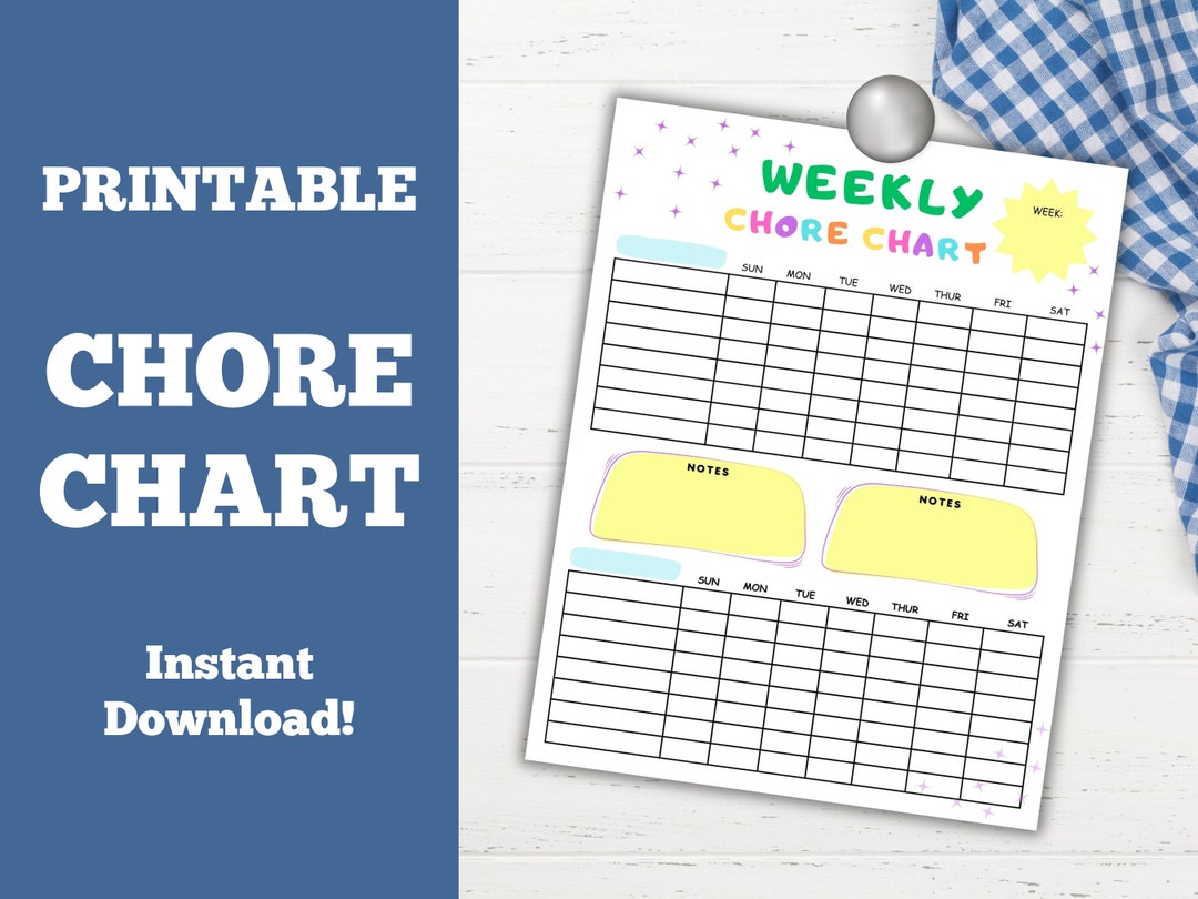 Printable Weekly and Daily Chore Chart - Etsy