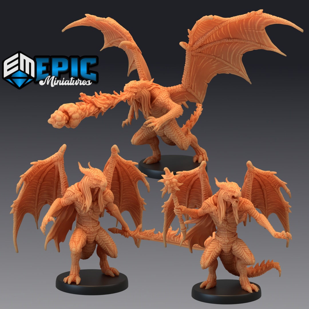 Draconic Demon red Dragon Epic Miniatures 28 Mm Burning Lands 3D ...