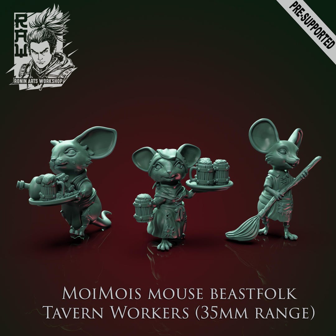Mousling Tavern Worker Miniatures Moimois Mouse Beastfolk by Ronin Arts ...