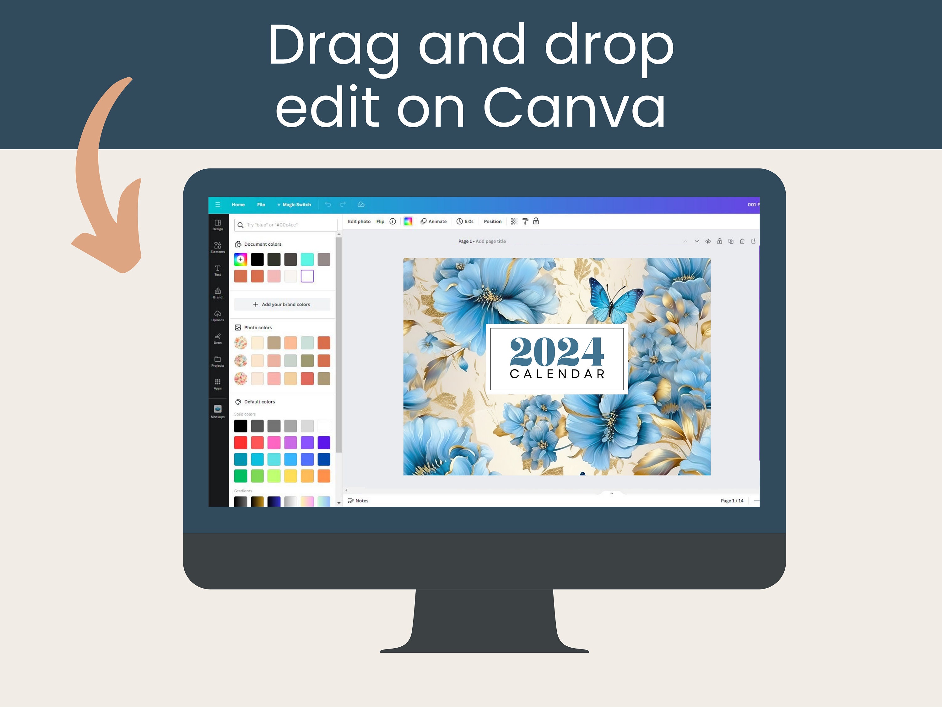 Monthly Calendar 2024 Template Digital Template Digital Calendar ...