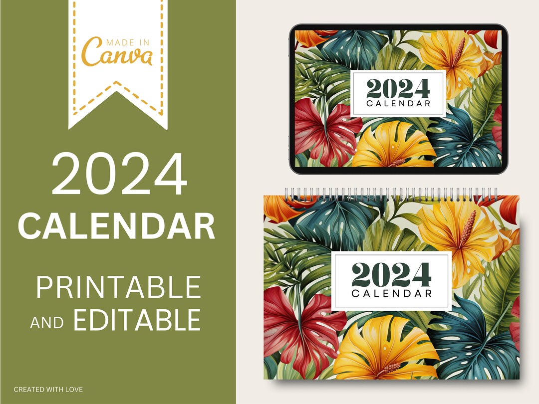 Digital Calendar 2024 Printable Template Digital Template Digital ...