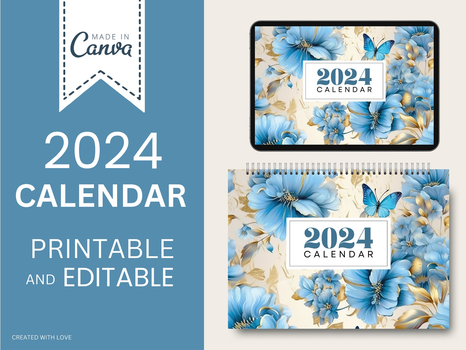 Monthly Calendar 2024 Template Digital Template Digital Calendar ...