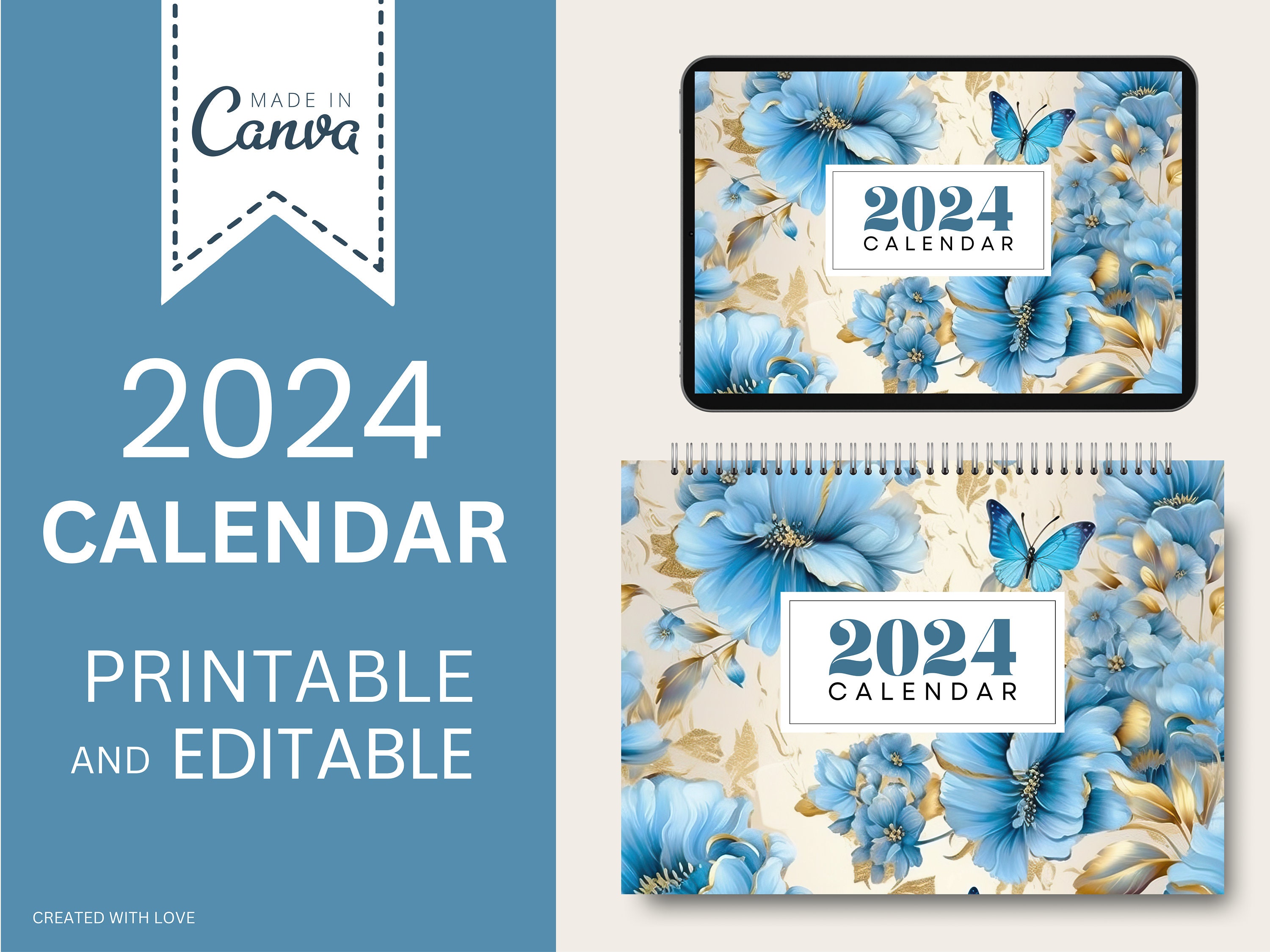Monthly Calendar 2024 Template Digital Template Digital Calendar ...
