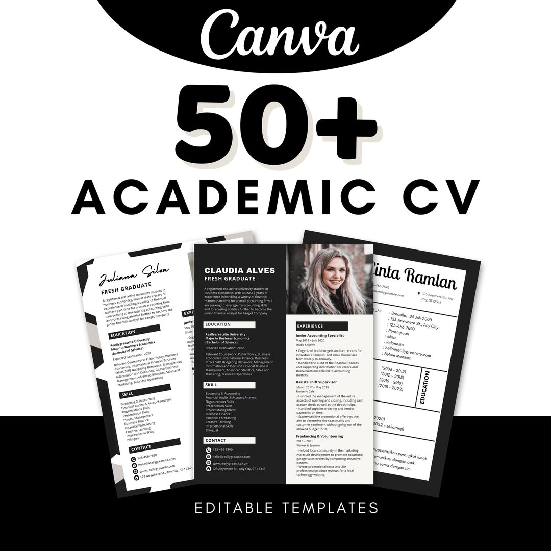 Academic CV Template Black Canva Cv Templates Cv Template Grad School ...