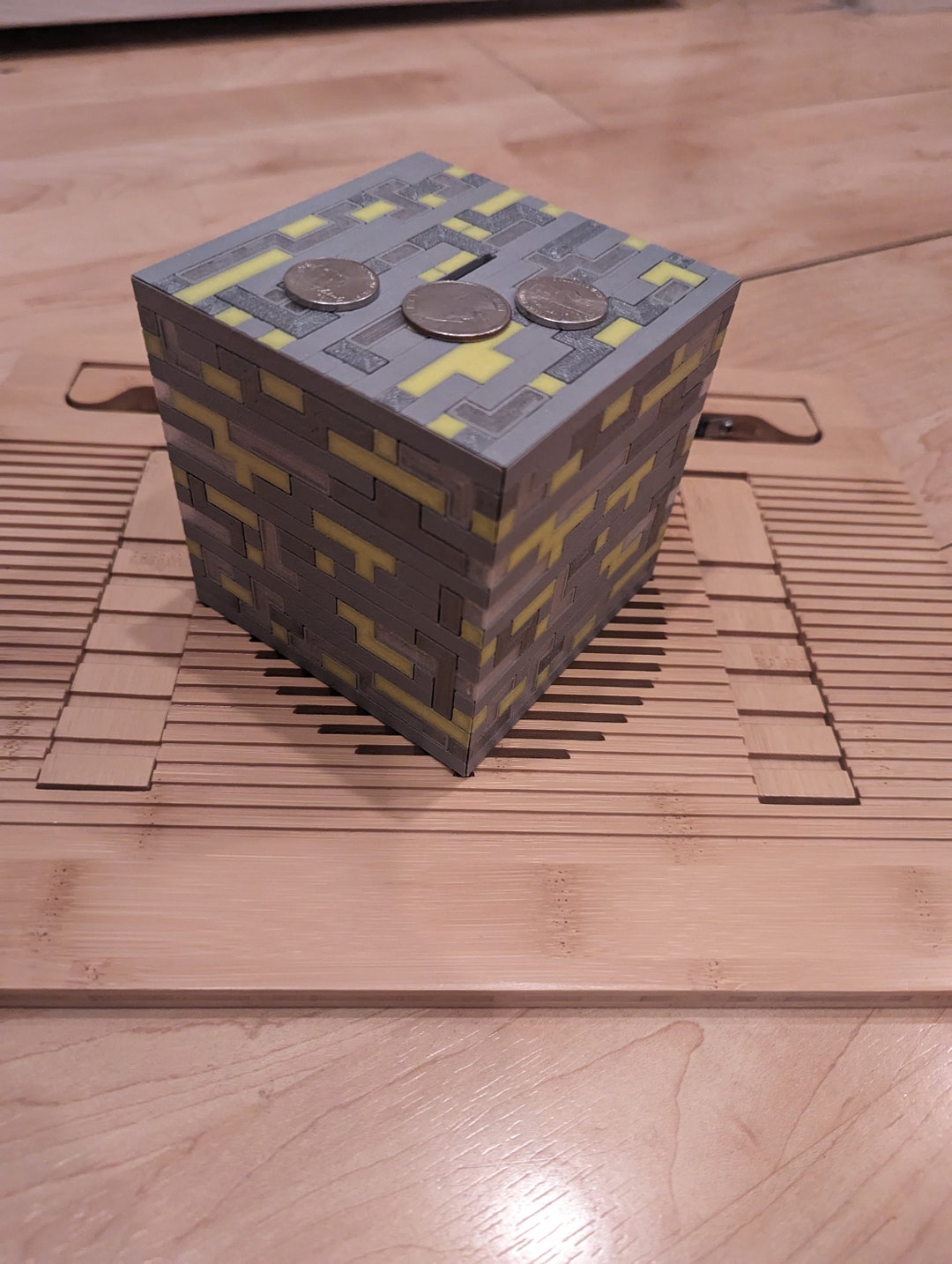 Minecraft-inspired Gold Ore Block Piggy Bank, Promote Savings for ...