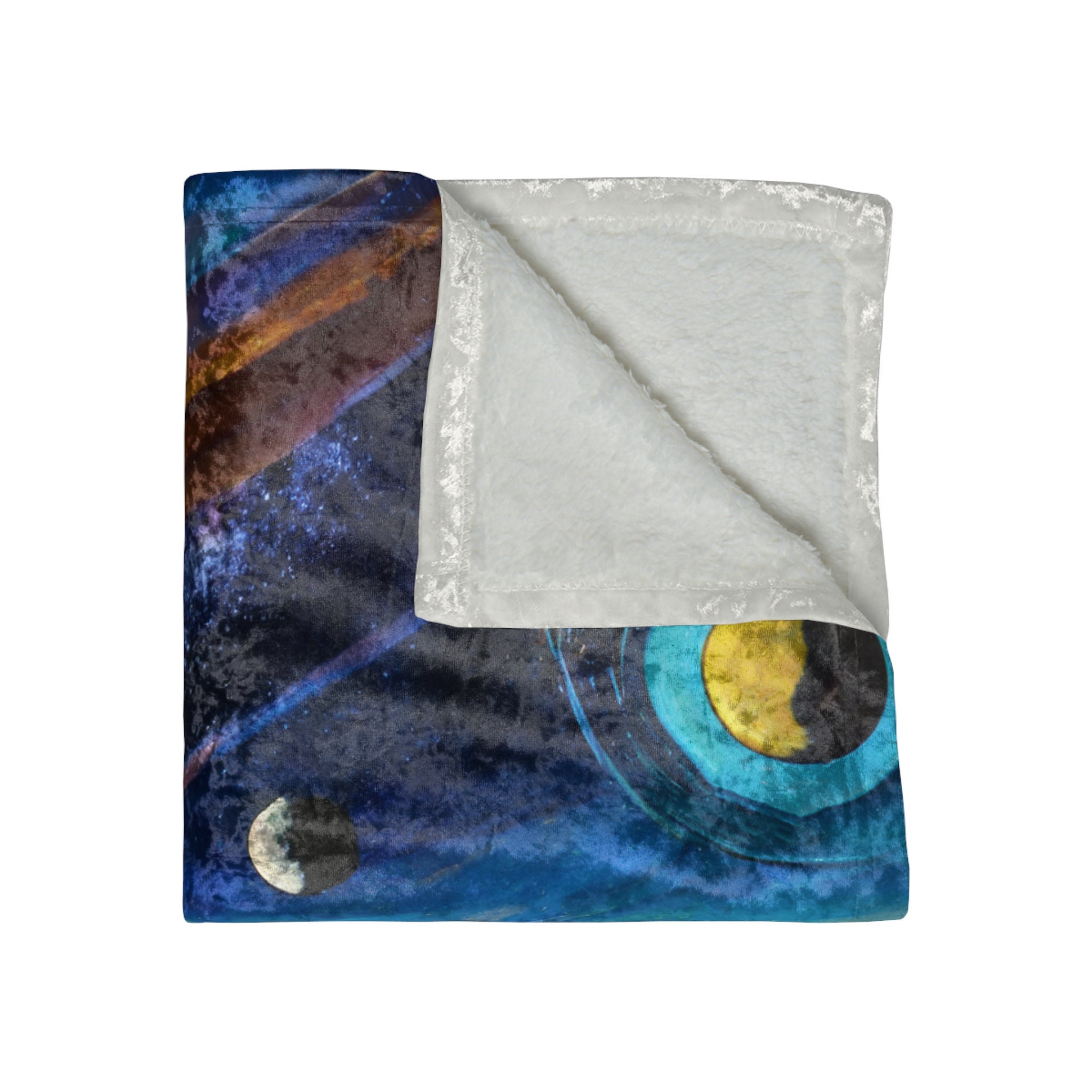 Colorful Crushed Yellow and Blue Velvet Blanket Throw for Kids, Adults ...