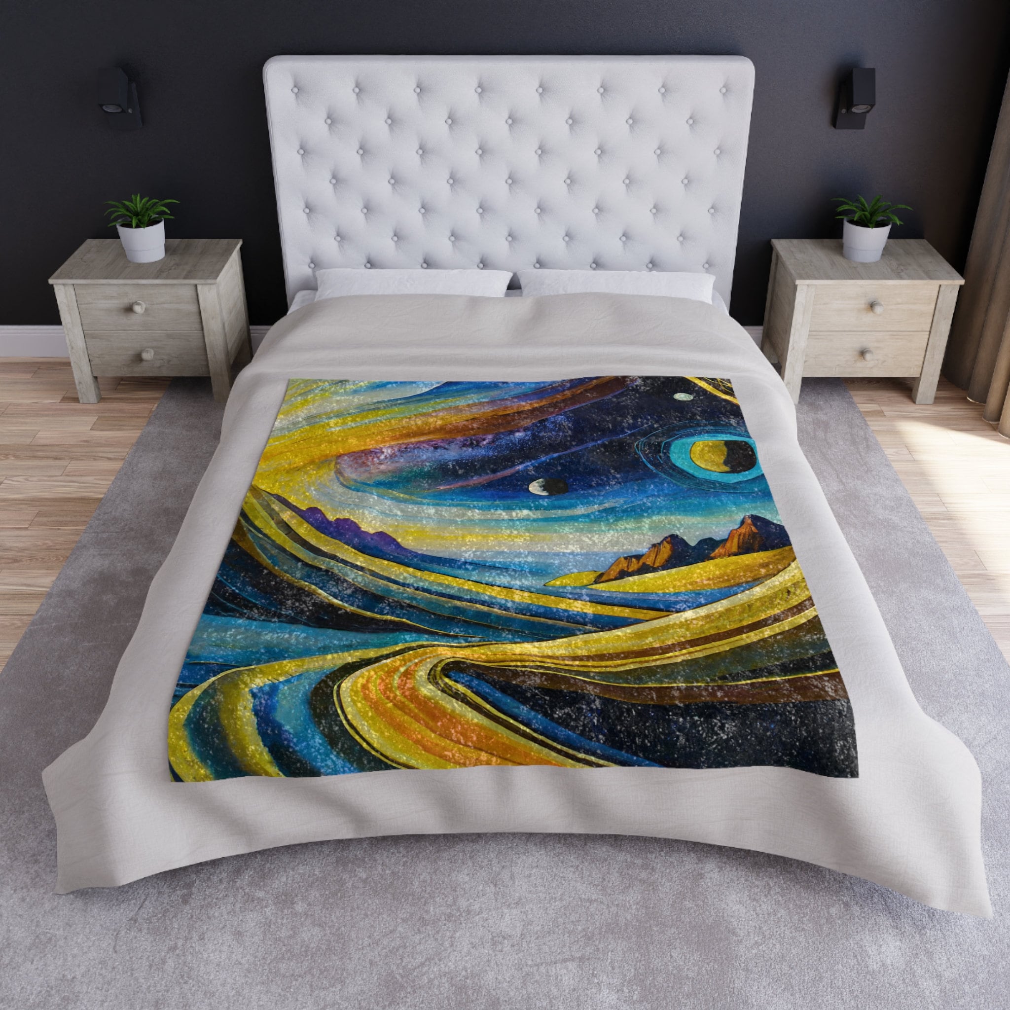 Colorful Crushed Yellow and Blue Velvet Blanket Throw for Kids, Adults ...