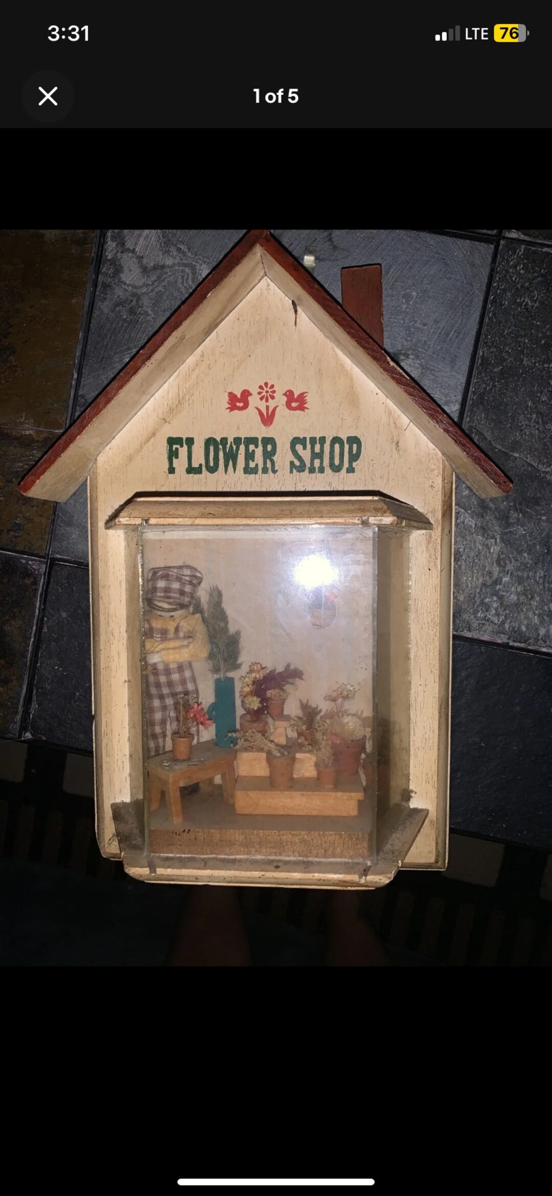 Vintage Enesco Import 1975 Shadow Box, 12x9, Flower Shop Scene Wood ...