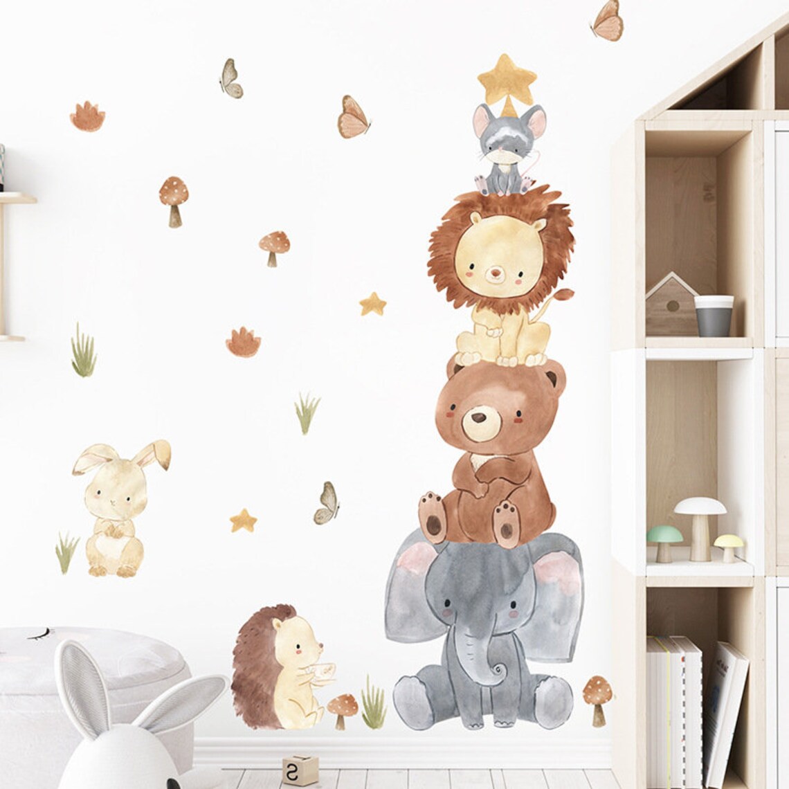 Self-adhesive Adorable Critters Animal Overlay Wall Decor for Kids ...