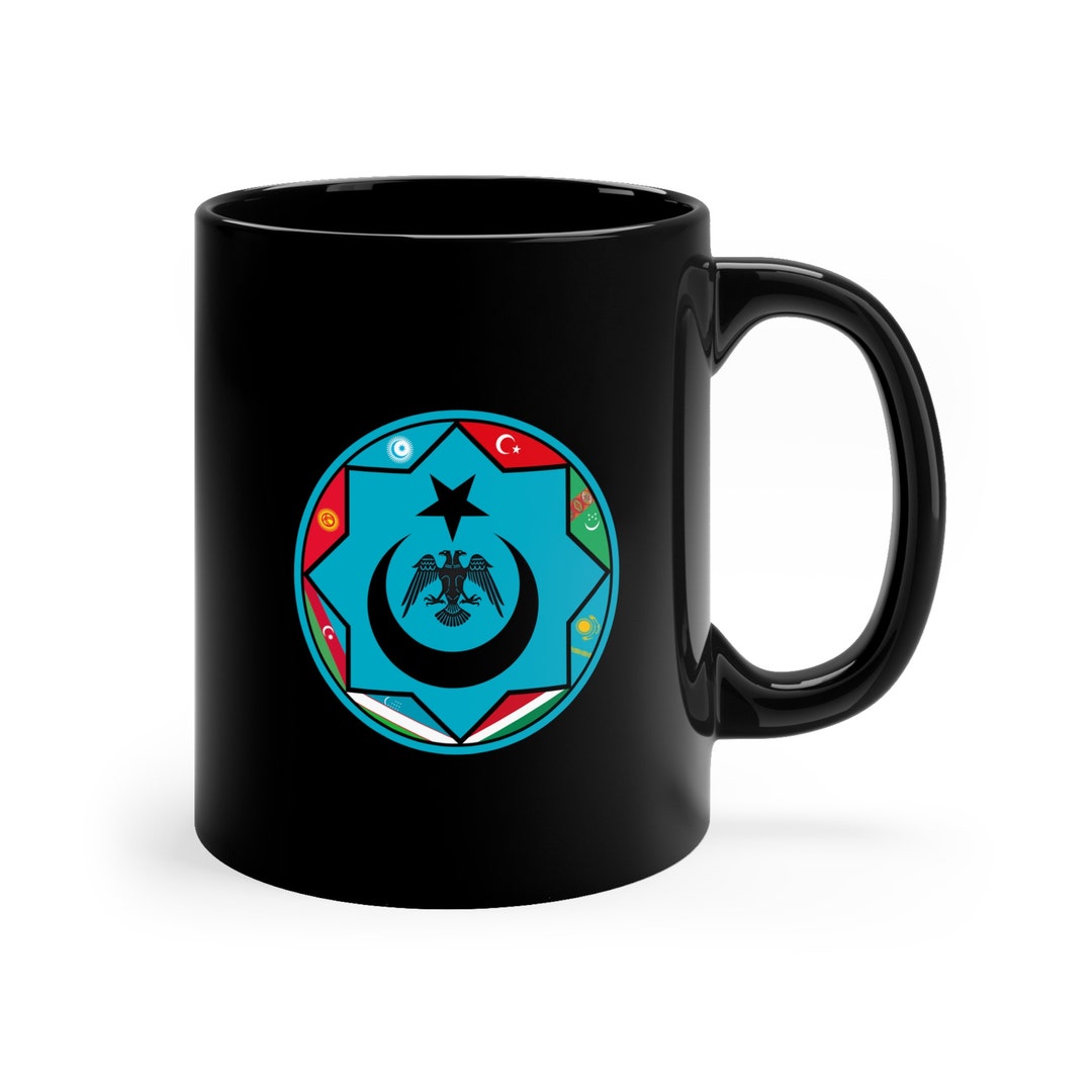 TURAN States Seljuk Eagle Round Design 11oz Black Mug, Turan Design Mug ...