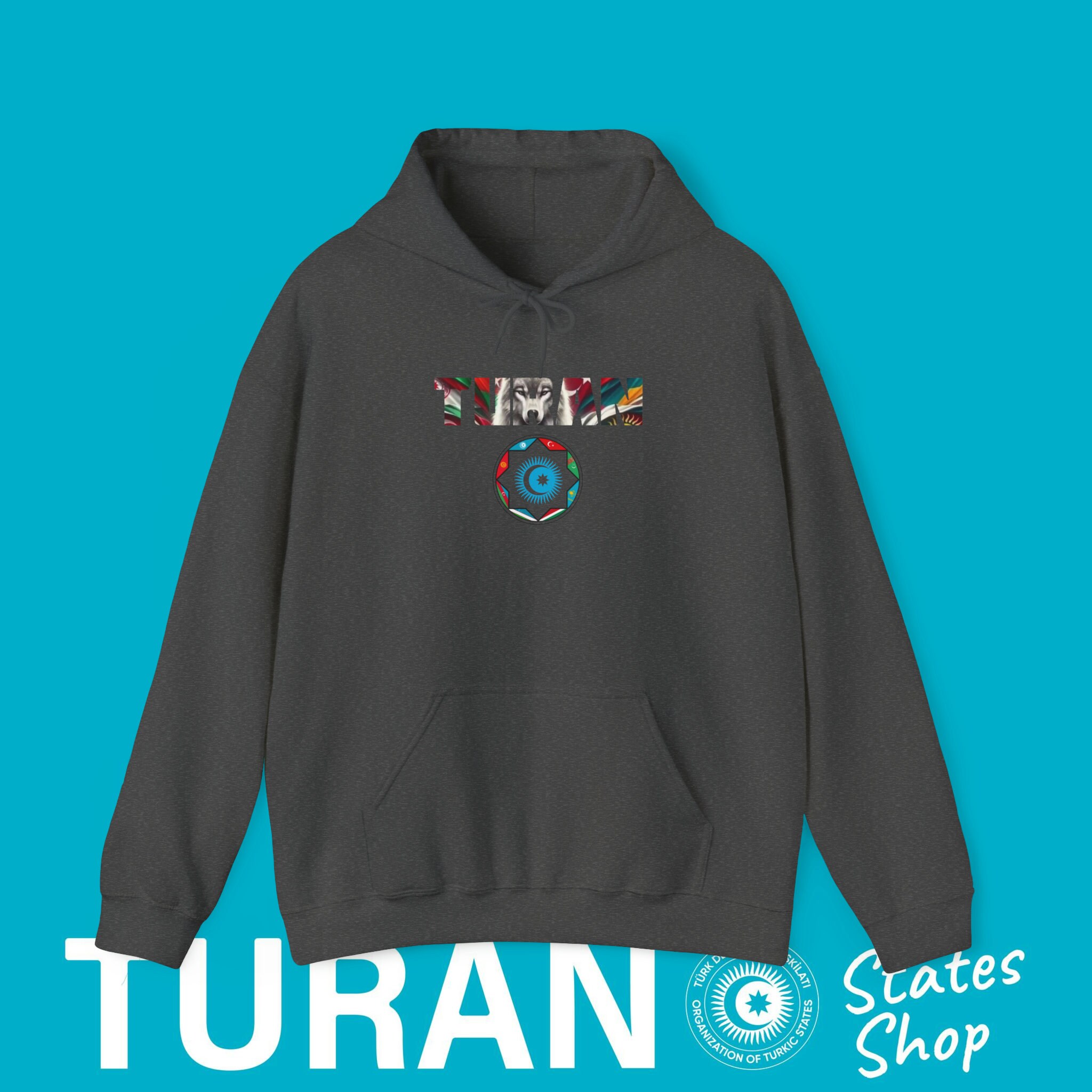 TURAN States Wolf Design Hoodie, Turkic States Wolf Fashion, Turkic ...