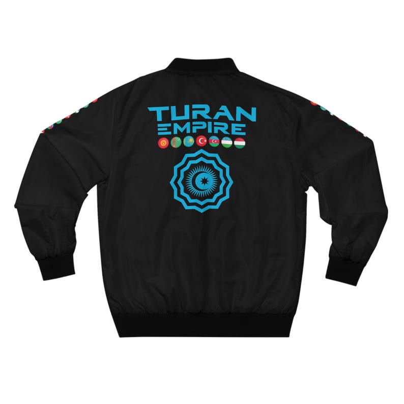 Turan Empire Black Men's Bomber Jacket (AOP), Turan Design Black Jacket ...