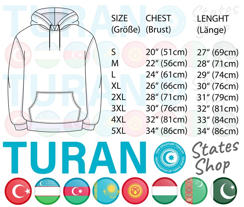 TURAN EMPIRE Oguz Khan Design Hoodie, Turkic States Fashion, Turan ...