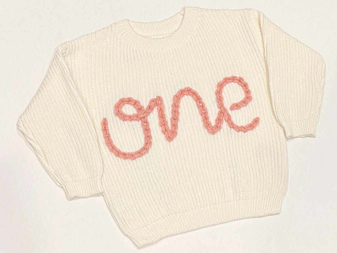 Birthday Sweater Number One Sweater Simple Hand Embroidered Sweater ...
