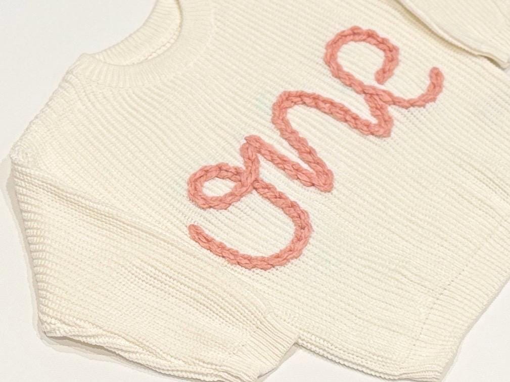 Birthday Sweater Number One Sweater Simple Hand Embroidered Sweater ...