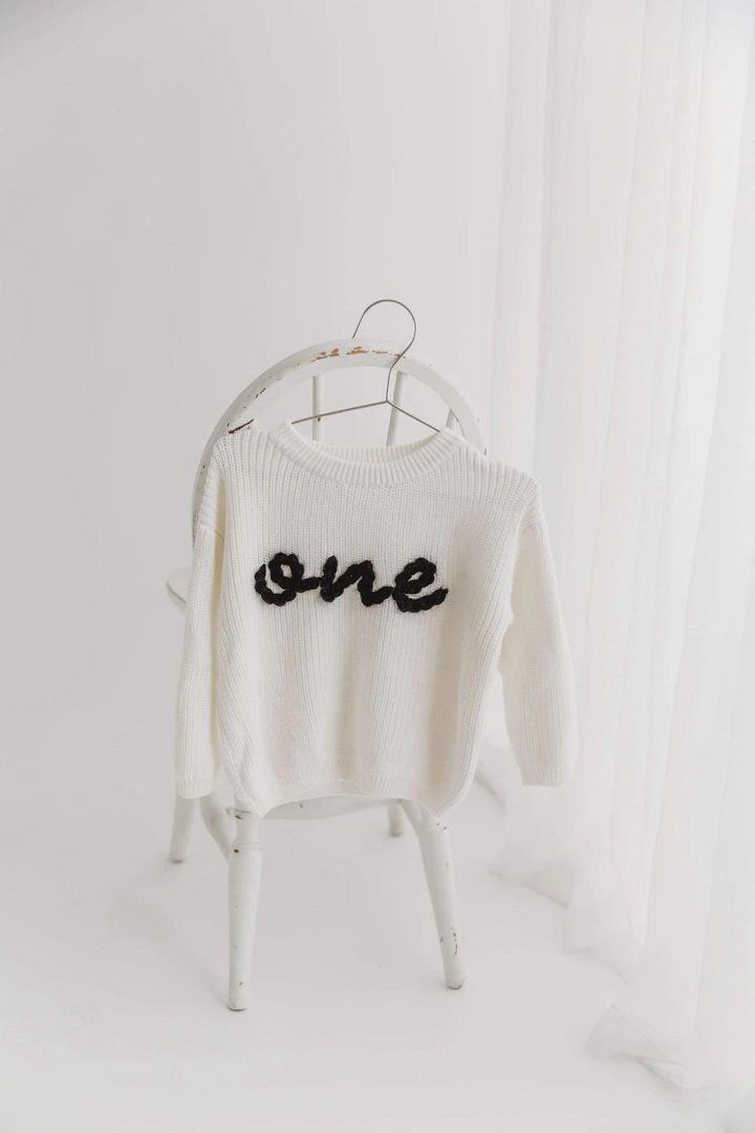 Birthday Sweater | Number One Sweater | Simple Hand Embroidered Sweater ...