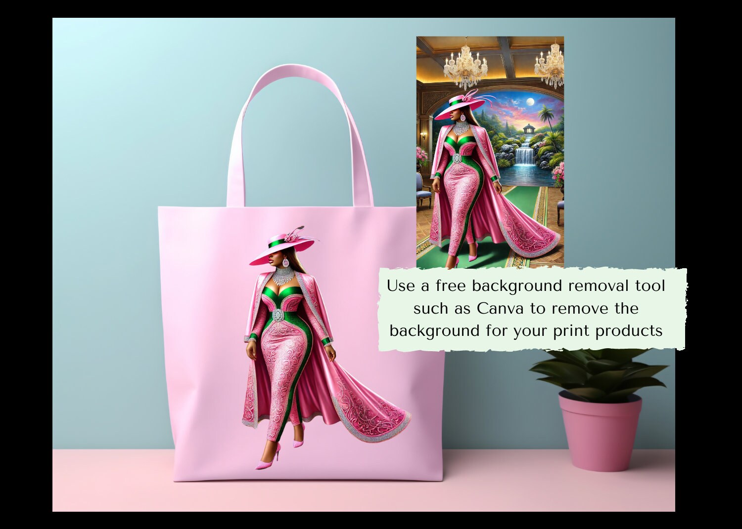 Pink and Green Women| Soror Clipart | Printable Wall Art | Sisterhood ...