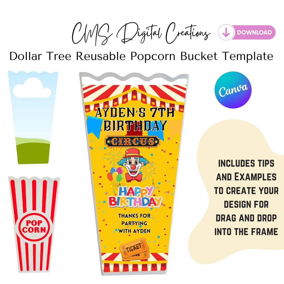 Popcorn Canva Template | Popcorn Bucket Template | Popcorn Box Template ...