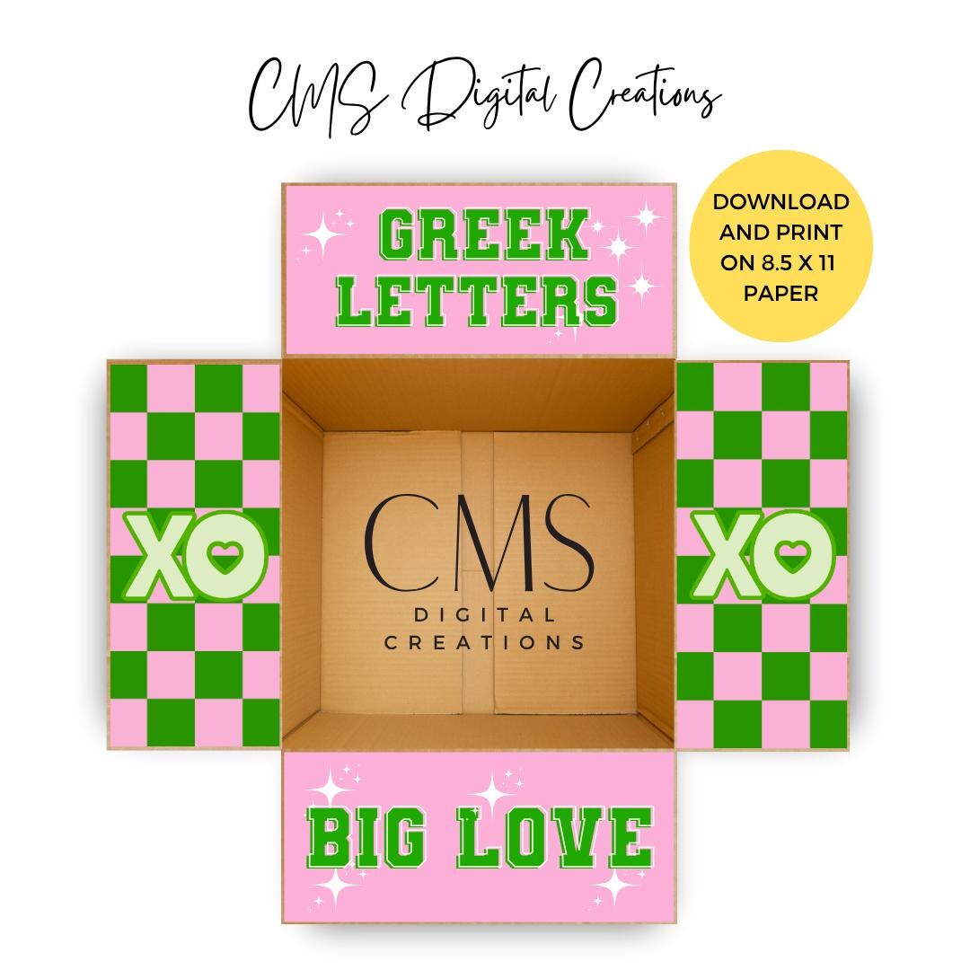 Greek Letters Soror Digital Box Flaps | Soror Sticker Kit | Digital Box ...