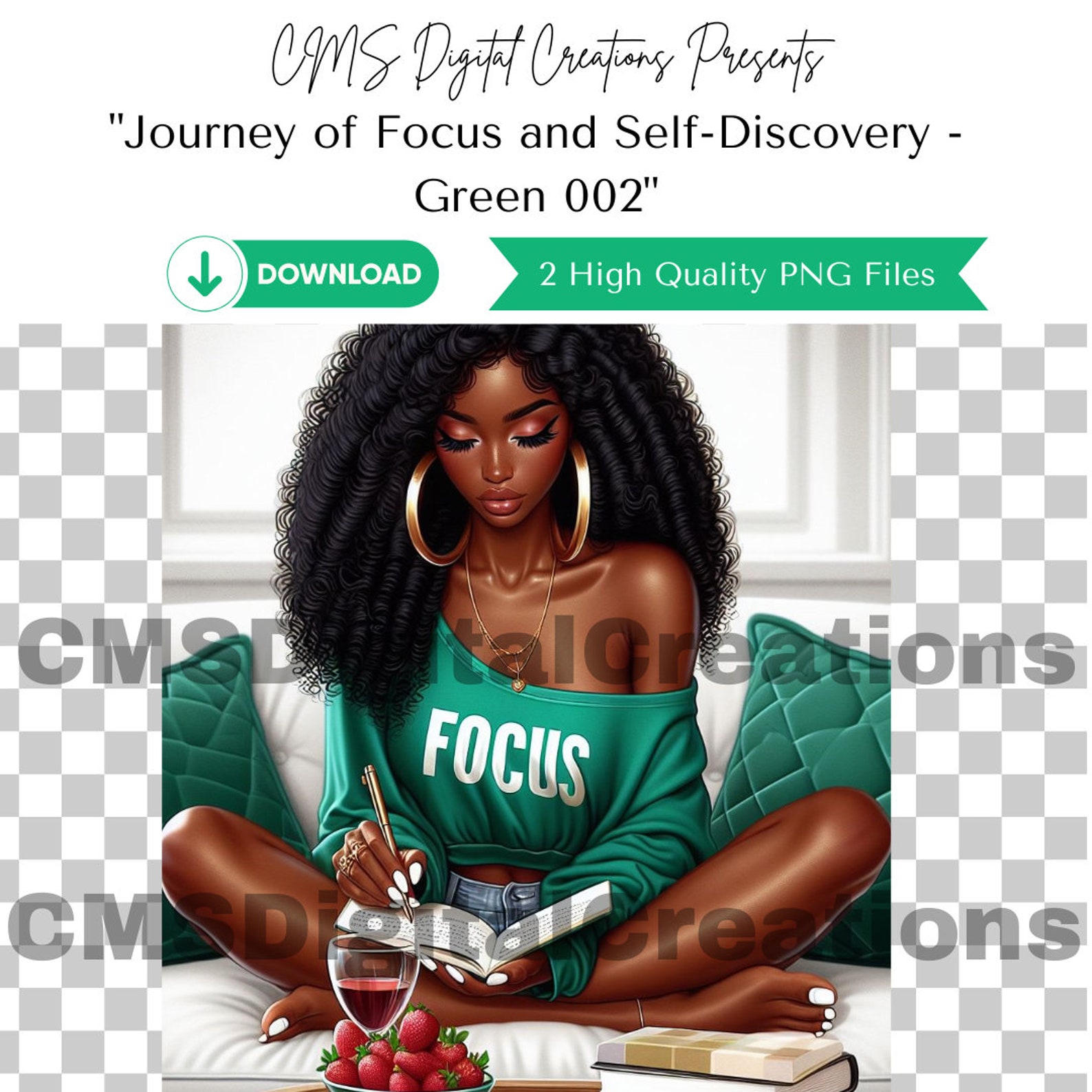 Focus Collection | Digital File PNG - Melanin Woman Art | Black Woman ...
