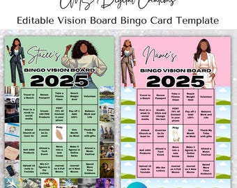 2025 New Year Vision Board Bingo Card Template - Etsy